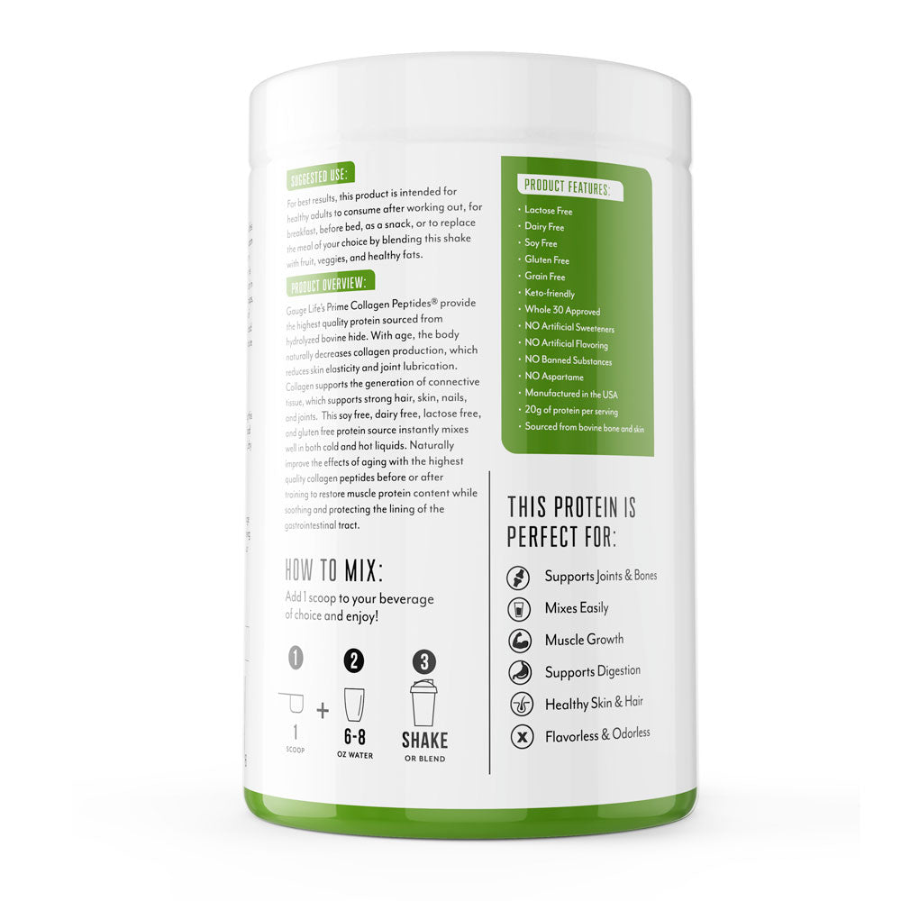 Prime Collagen Peptides │ Unflavored All Natural │ Gauge Life – Gauge-Life